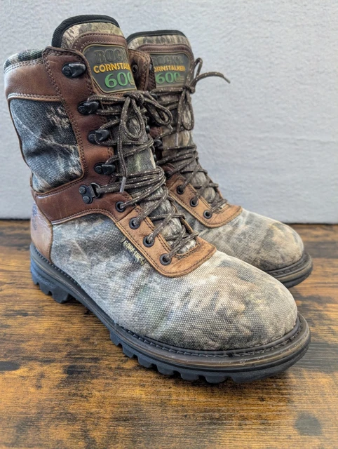ROCKY BOOTS MENS 11.5 CornStalker 600G GORE-TEX Waterproof Camo Leather ...