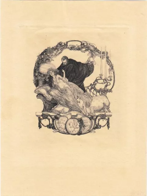 EXLIBRIS LIVRE HELIOGRAVURE Franz Von Bayros 1866-1924 Femme Acte Spitz Putto EUR 49,02 ...