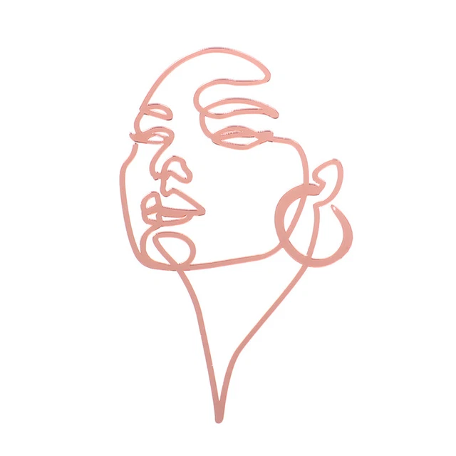 HAPPY BIRTHDAY CAKE Topper Artistic Outline Women Lady Face Acrylic ...