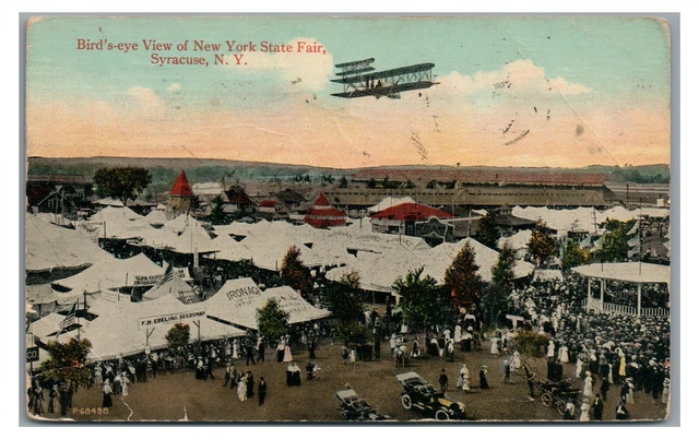 BIPLANE AIRPLANE BIRDSEYE View New York State Fair SYRACUSE NY Vintage ...