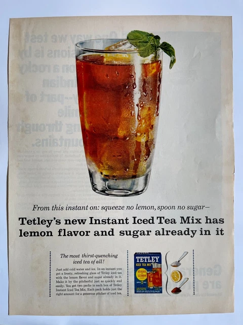 1965 TETLEY TEA Iced Southern Tea Instant with Lemon Sugar Vintage ...