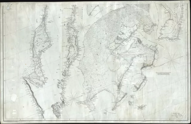 1844 COPLEY BLUEBACK Nautical Chart or Maritime Map of the Bahamas and ...