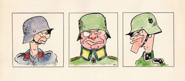 ALLEMAND SOLDATS WEHRMACHT German Soldats Caricature Drawing Aquarelle C.Pezenas EUR 188,62 ...