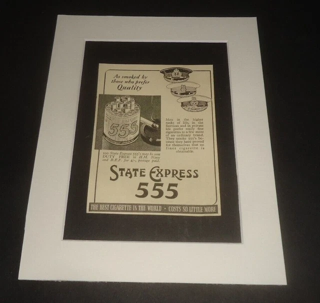 STATE EXPRESS 555 CIGARETTES-1940 mounted original advert EUR 13,20 ...
