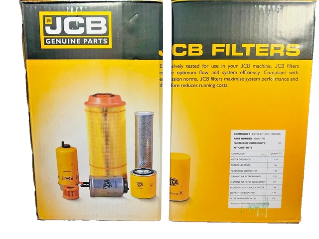 GENUINE JCB BACKHOE - Jcb Genuine Jcb Filter Kit (Part No. 400/N7762) £ ...