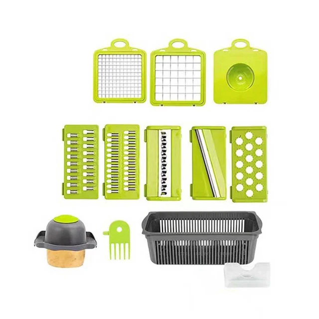16-IN-1 MANUAL VEGETABLE Chopper Space Saving Slicer for Onion Potato ...