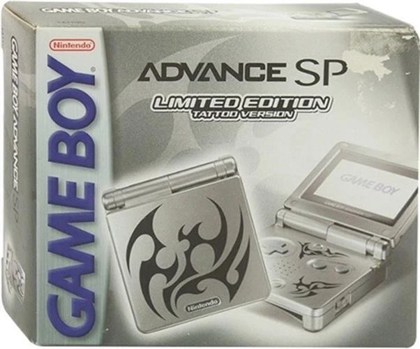 NINTENDO GAME BOY Advance SP Video Game Console Tribal Silver Boxed ...