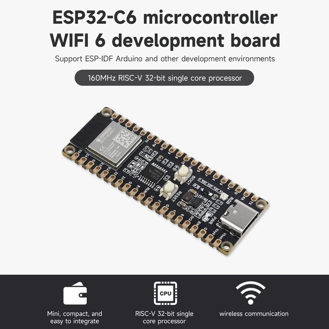 ESP32-C6 DEVELOPMENT BOARD 160MHz Single Core Processor For Raspberry ...