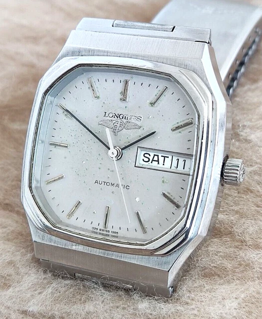 OROLOGIO DA UOMO LONGINES Rettangolare GIORNO & DATA 1665 Automatico St ...