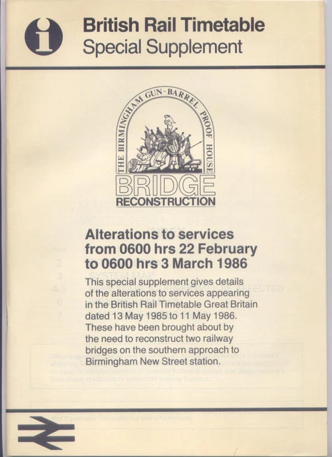 VINTAGE BRITISH RAIL Passenger Timetable Supplement (Proof House ...