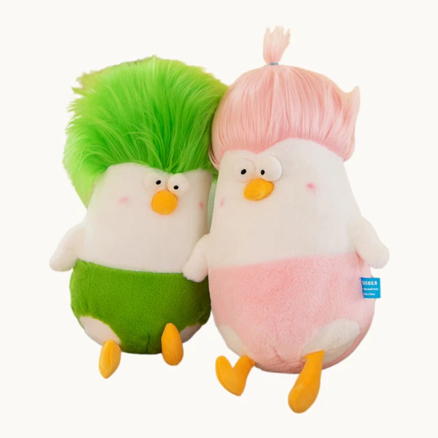 CHICKEN PLUSH 18& Long Hair Cute Fluffy Stuffed Animal Pillow Plushy ...