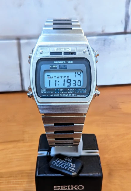 NOS VINTAGE SEIKO A639-5020 Sports 100 Chronograph LCD Digital Watch 1981 £350.00 - PicClick UK