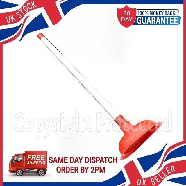 LARGE RED SINK Plunger Bath Shower Rubber Drain Toilet Long Handle Pipe ...