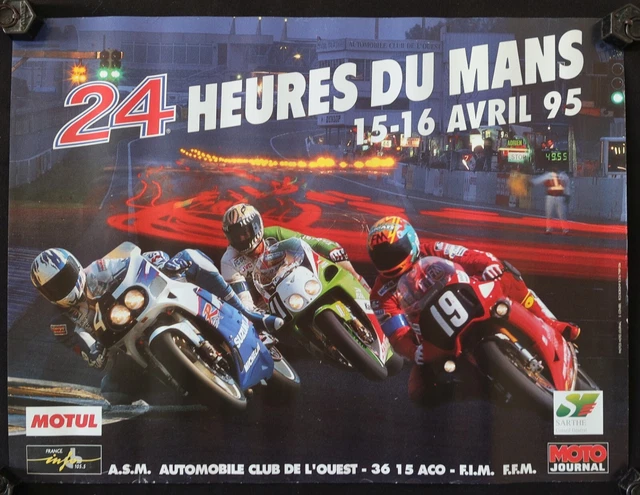 AFFICHE ORIGINALE 24 Heures du MANS moto 1995 ACO poster 26 EUR 20,00 ...