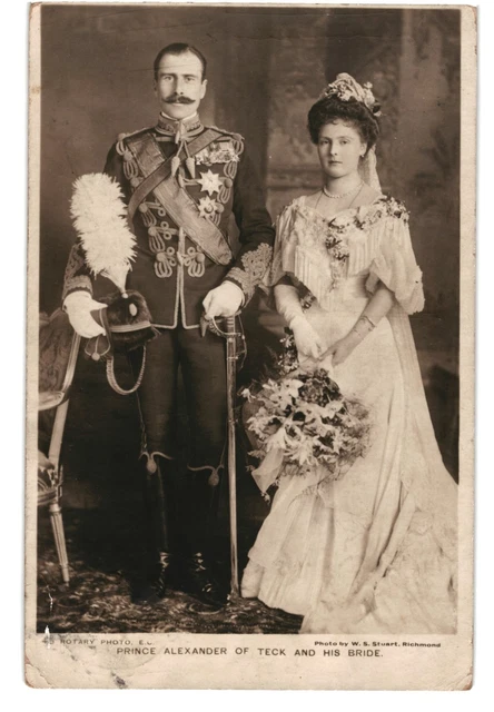 PRINCE ALEXANDER CAMBRIDGE, 1st Earl of Athlone w/wife -postcard RPPC ...