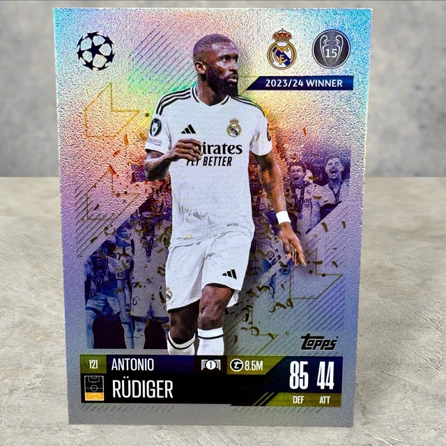 TOPPS MATCH ATTAX 2024/25 Antonio Rudiger Real Madrid Champions Rainbow ...