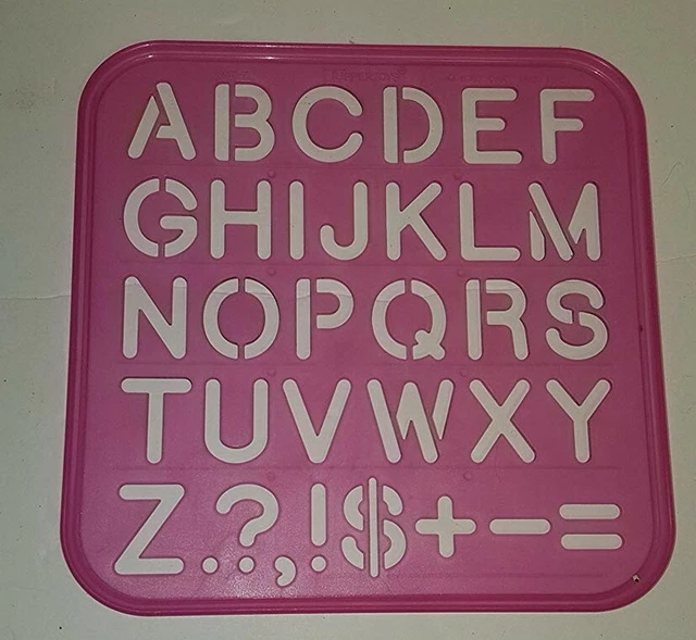 POCHOIRS TUPPERWARE POCHOIR art ABC alphabet boîtier supérieur lettres ...