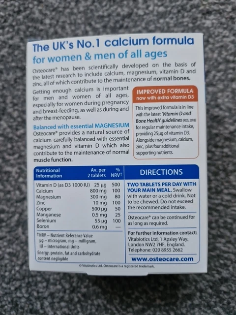 VITABIOTICS OSTEOCARE ORIGINAL - 90 Tablets, Calcium, Vitamin D. Bones. Vegan £3.00 - PicClick UK