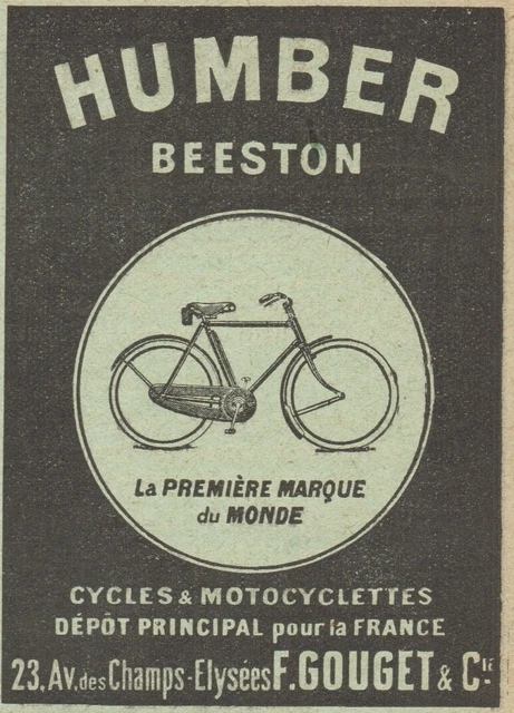 Y7743 CYCLES & Motocyclettes Humber Beeston - Publicité D'Époque - 1914 ...