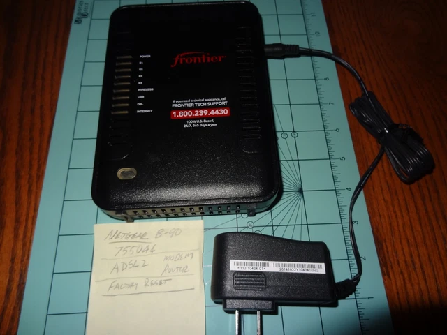 NETGEAR ADSL2+ MODEM-ROUTER B90-755044-15 model 7550 Frontier with ...