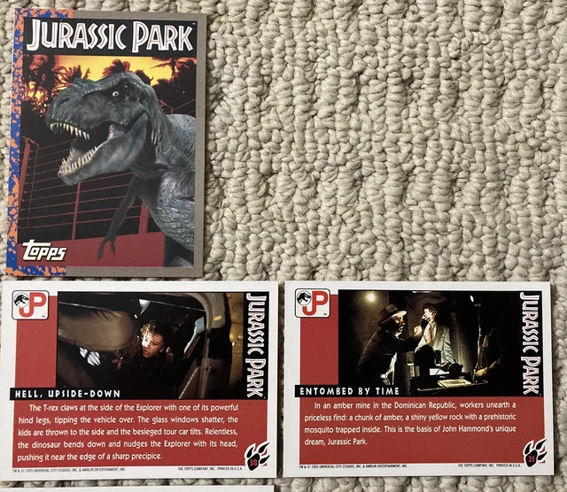Topps 1993 Jurassic Park Trading Cards. Set Of 4 Cards & 4 Stickers