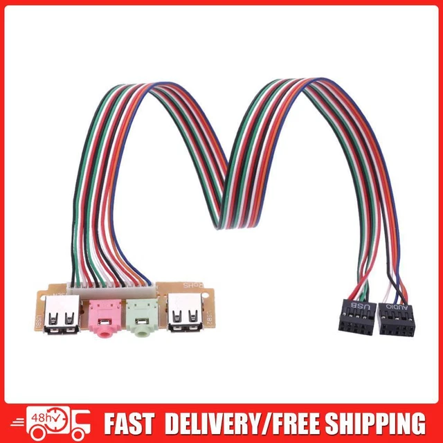 2 USB 2.0 Ports PC Computer Case Front Panel USB Audio Mic Earphone ...