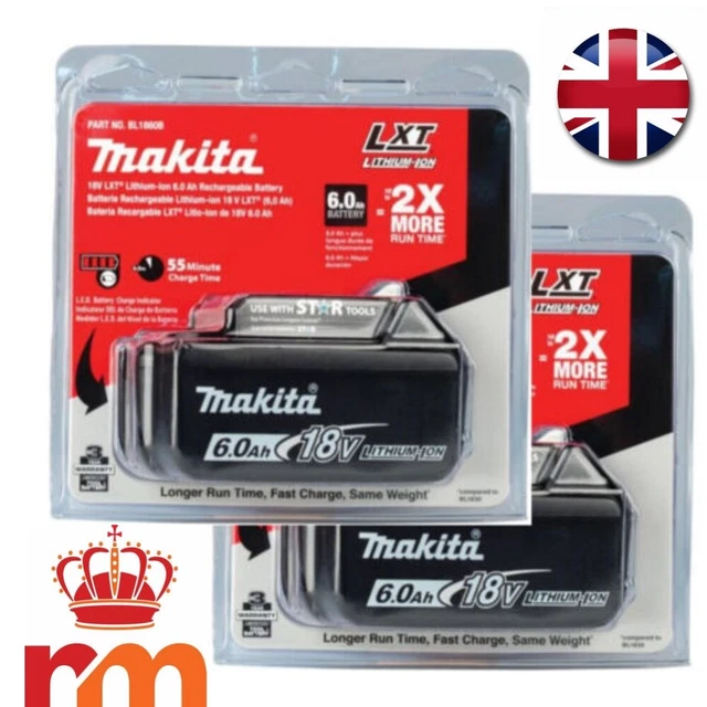 2PCS MAKITA BL1860B 18v 6Ah LXT Li-ion Genuine Makstar Battery 197422-4 Single £129.99 - PicClick UK