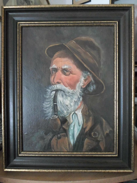 HOCHWERTIGES, ALTES, ORIGINALES GENREGEMÄLDE "DER ALTE FORSTMANN ...