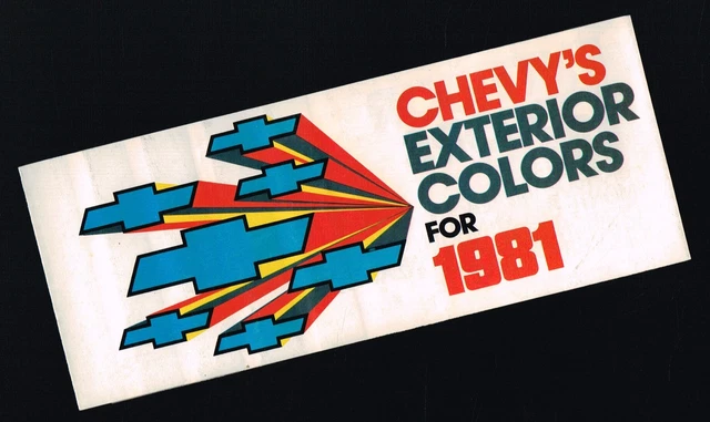 1981 CHEVY COLOR CHART Paint Sample Brochure,Vinyl Top: CAMARO,MONTE ...