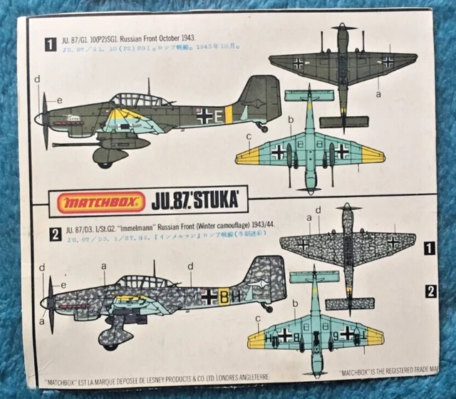 JUNKERS JU 87 STUKA German WW2 anti tank / Dive Bomber - vintage unmade ...
