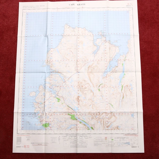 RARE VINTAGE 1960 military issue Ordnance Survey map of Cape Wrath EUR ...
