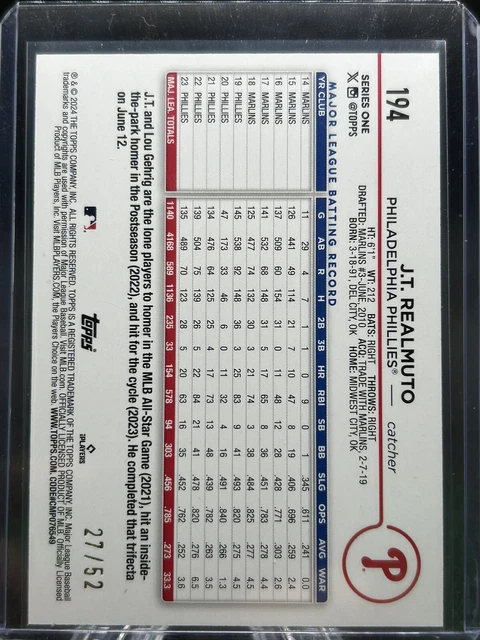 2024 TOPPS SERIES 1 JT REALMUTO Kevin Hart stampa breve SP SSP/52 ...