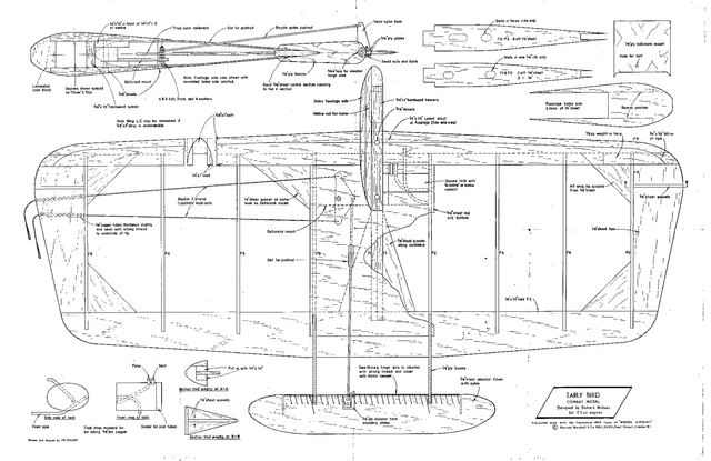 EARLY BIRD CLASSIC control line combat model plan £6.62 - PicClick UK