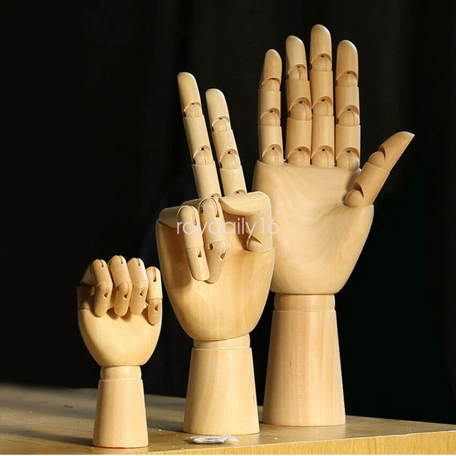 12& WOODEN LEFT Right Hand Model Body Artist Model Jointed Articulated ...