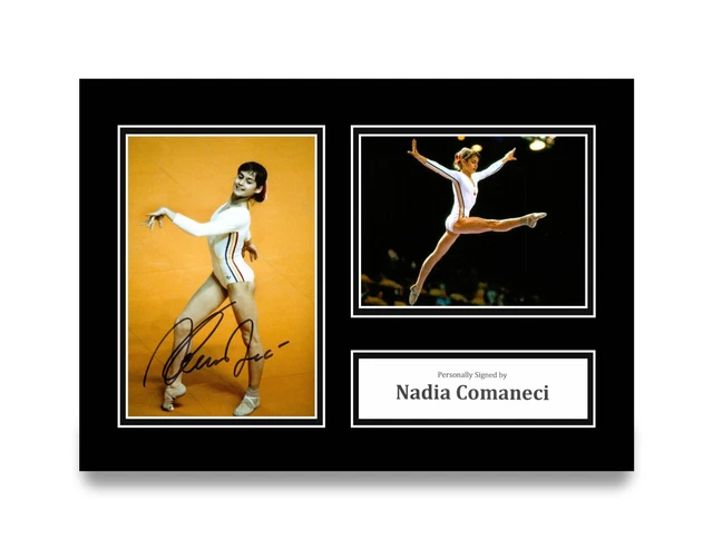 NADIA COMANECI SIGNED A4 Photo Autograph Olympic Gymnastics Gift ...