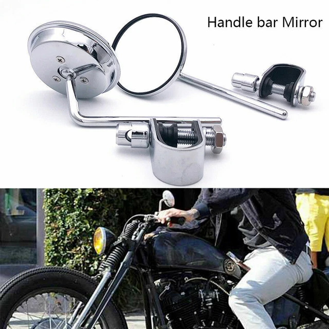 UNIVERSAL 22-25MM HANDLEBAR Clamp Retro Motorcycle Rear View Mirrors ...