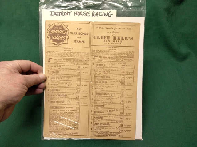 VINTAGE 1940'S DETROIT Horse Racing Program (Partial) ~ Awesome ...