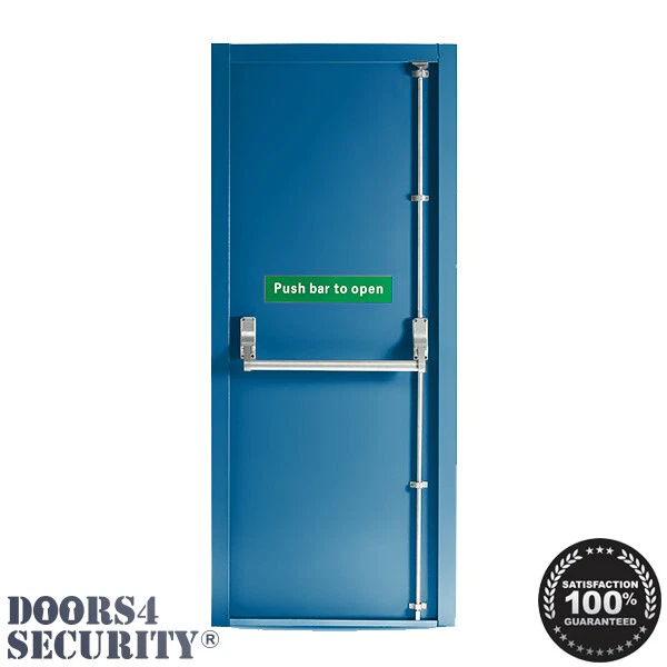 FIRE EXIT DOOR With 2 Point Panic Bar Heavy Duty Traffic Blue Ral5017 £ ...