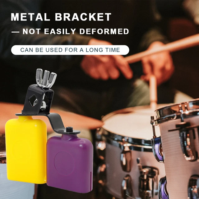 - DRUM COWBELL Yellow and Purple Low High Pitched Cowbell Square Metal ...