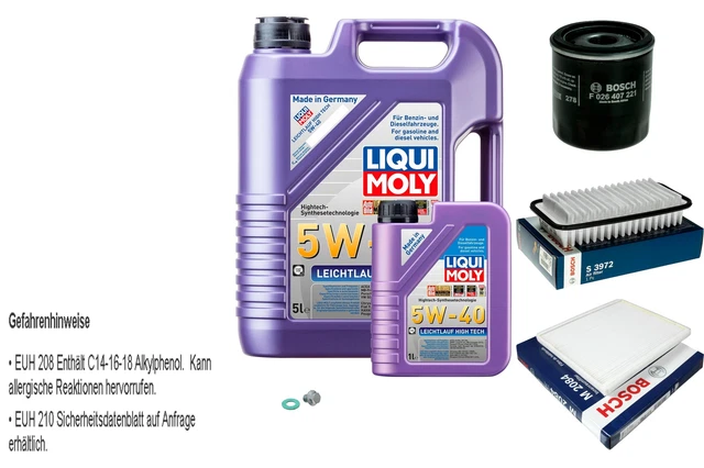 BOSCH INSPECTION SET 6l Liqui Moly Bon fonctionnement High Tech 5W-40 pour EUR 115,83 - PicClick FR