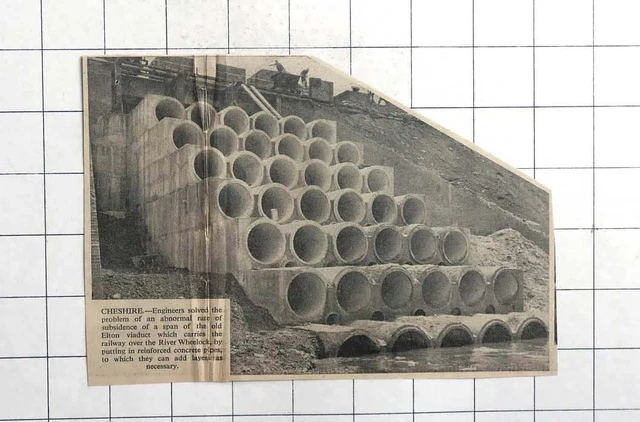 1960 SUBSIDENCE OVER Old Elton Viaduct Solved By Concrete Pipes, River ...