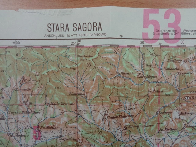 WW2 (1944) GERMAN LUFTWAFFE "FLIEGERAUSGABE" Map of "STARA SAGORA ...