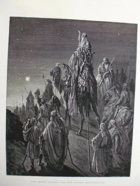 GRAVURES1866:SAINTE BIBLE:MAGES ET l'étoile mystérieuse dessin de ...