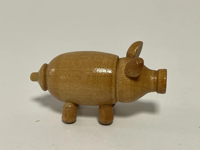 FIGURINE ERZGEBIRGE ÉPANDEUR de sel/poivre cochon 6 x 3,5 cm. État voir ...