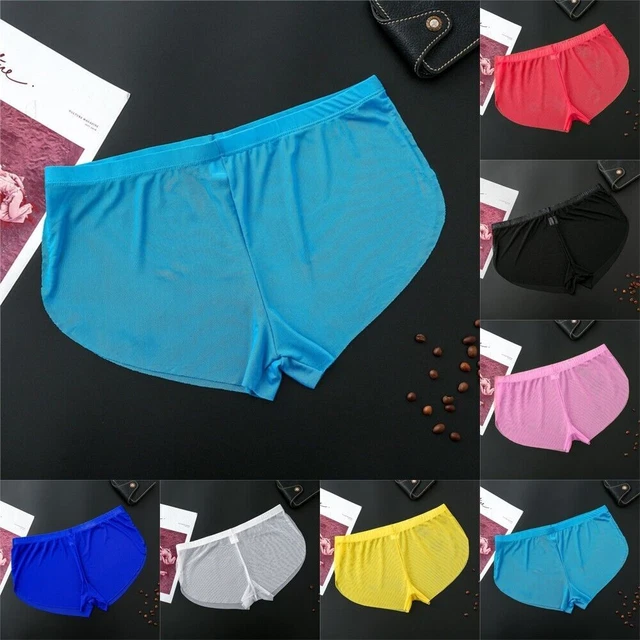 MEN'S BOXER BRIEFS Sheer Mesh Sexy Boxers Panties See Through Underwear ...