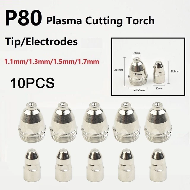 HIGH PERFORMANCE P80 Plasma Cutter Consumable Torch Kit 10pcs with ...