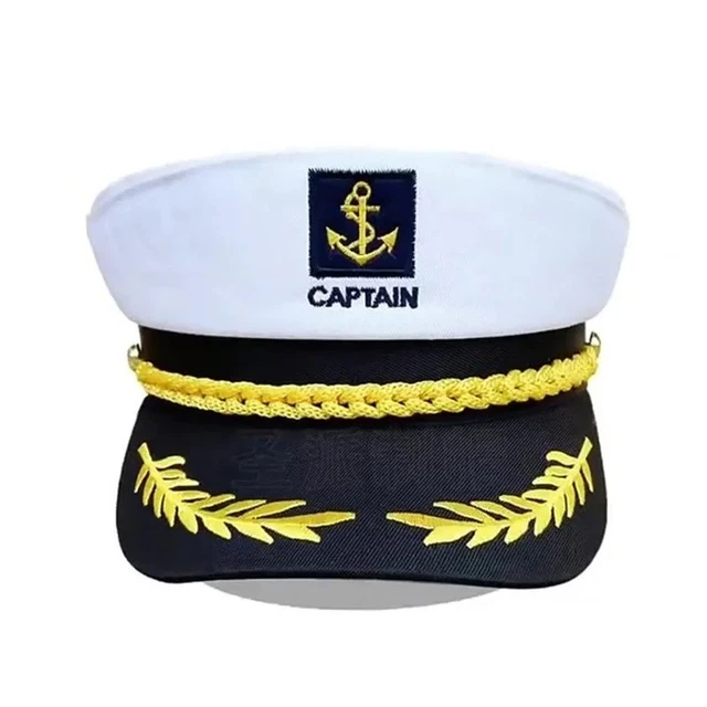 NAVY CAPTAIN HAT Skipper Yacht Hat Sailor Costume Cosplay Fancy Dress £ ...