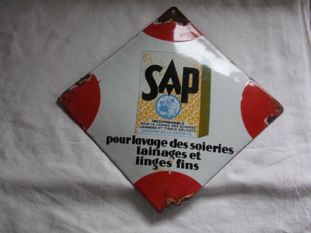 PLAQUE ÉMAILLÉE ANCIENNE bombée lessive SAP émaillerie Strasbourg EUR 189,99 - PicClick FR