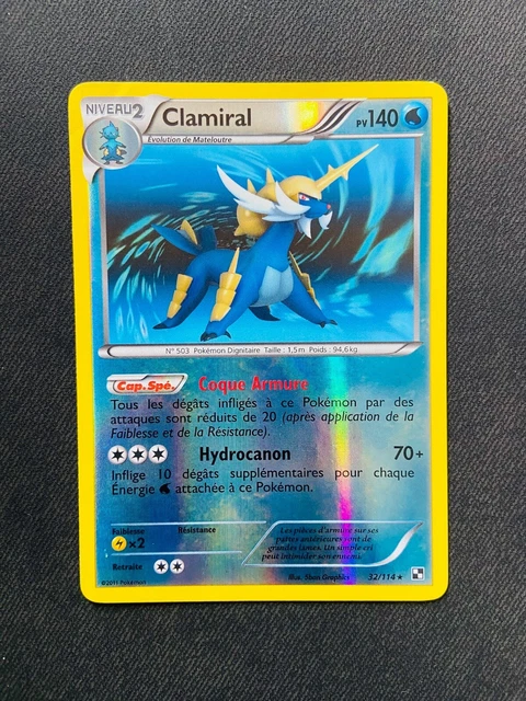 CARTE POKÉMON CLAMIRAL 32/114 Holo Reverse N&B De Base Noir Et Blanc NB ...