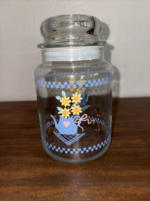 VINTAGE ANCHOR HOCKING Glass Canister Jar Country Kitchen 7" Farm House ...